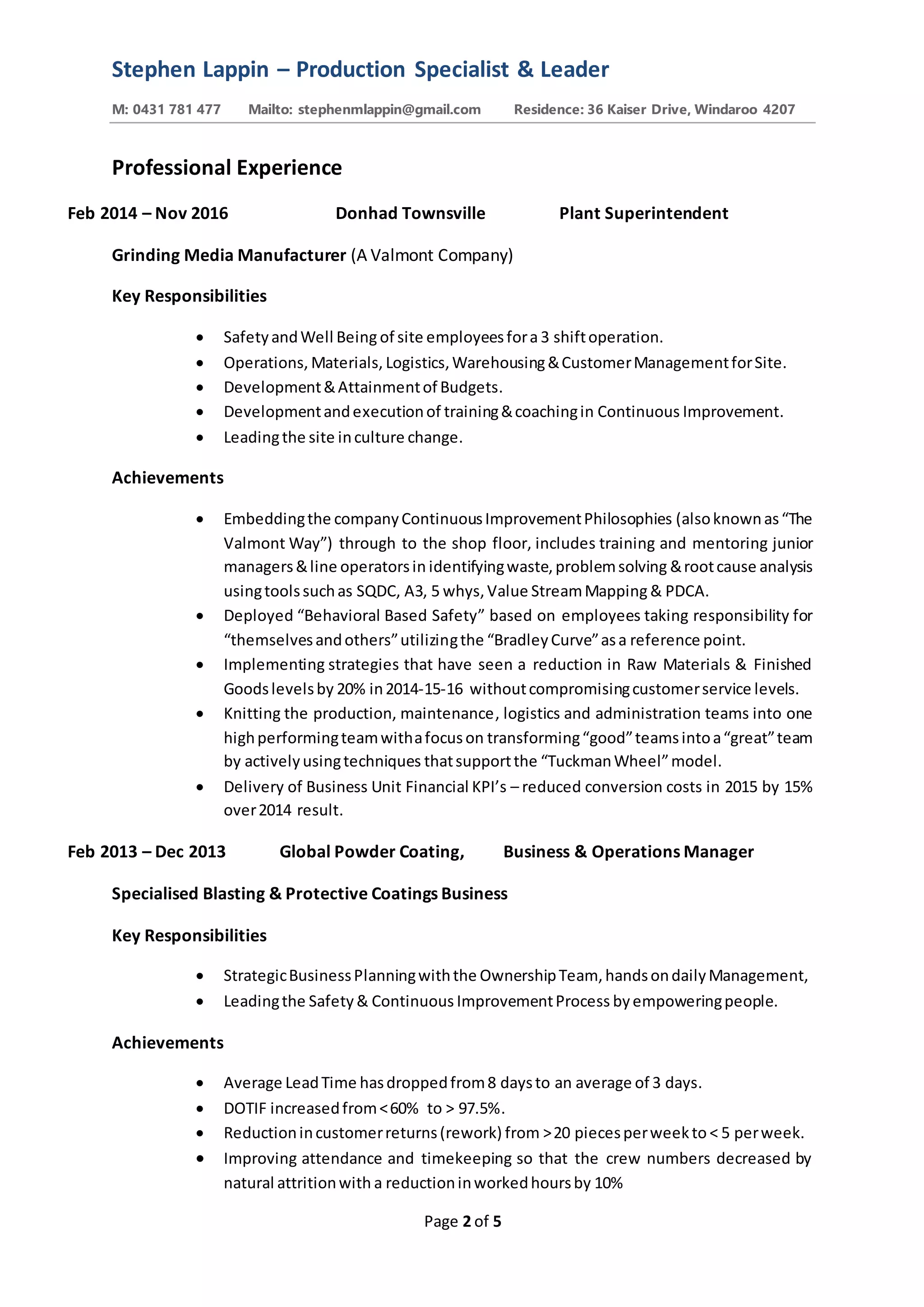 Stephen Michael Lappin Resume | DOCX | Logistics | Business