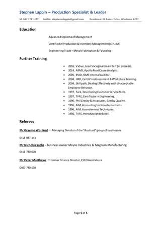 Stephen Michael Lappin Resume | DOCX
