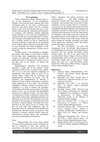 The Analysis of Romanticism Traces in Akhavan Sales Poetry, Focusing on ...