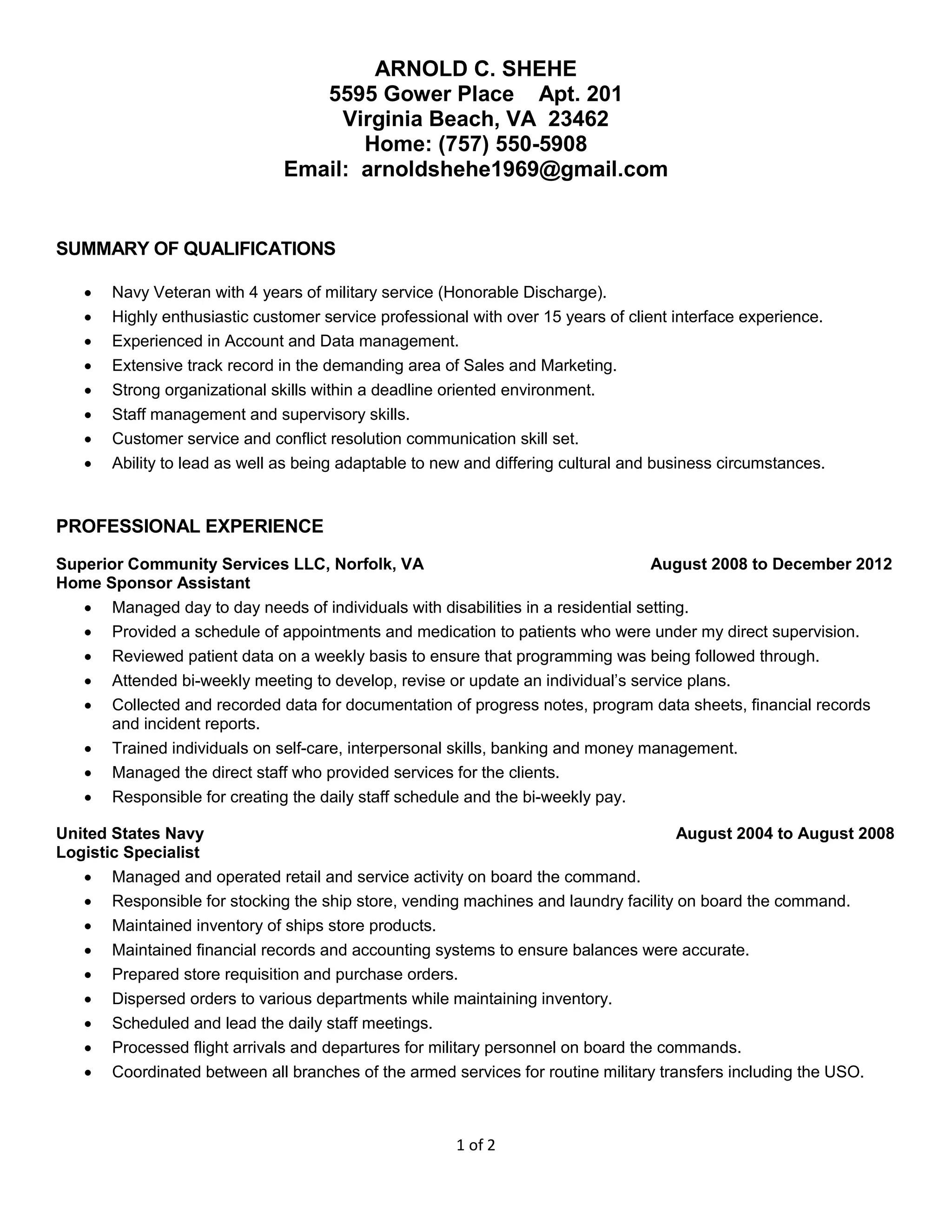 Shehe, Arnold C. Resume | PDF
