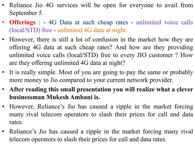 The Business Model Of Reliance Jio | PPTX