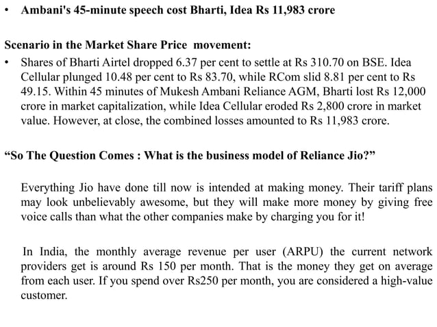 The Business Model Of Reliance Jio | PPTX