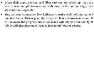 The Business Model Of Reliance Jio | PPTX