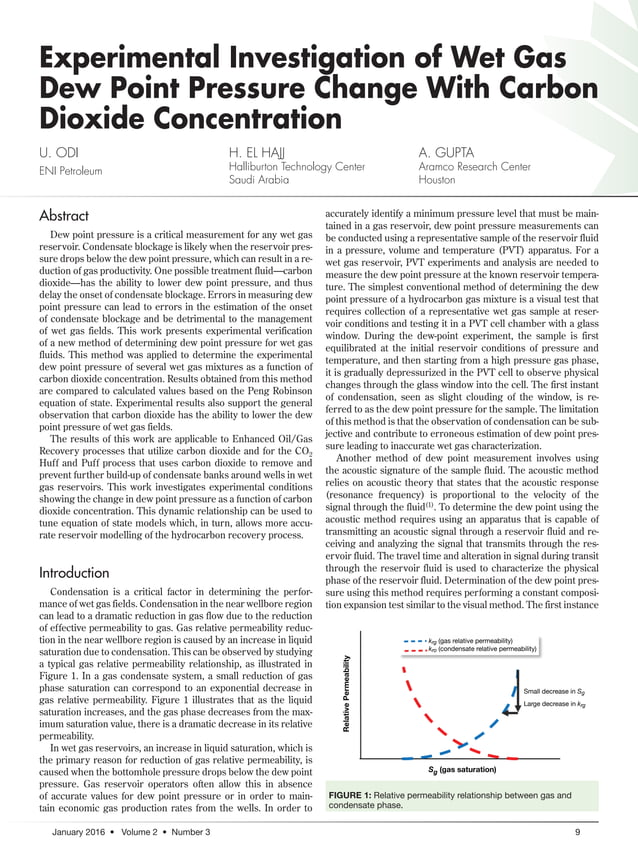 Peer Reviewed CETI 14-045: Experimental Investigation of Wet Gas Dew Point Pressure Change With ...