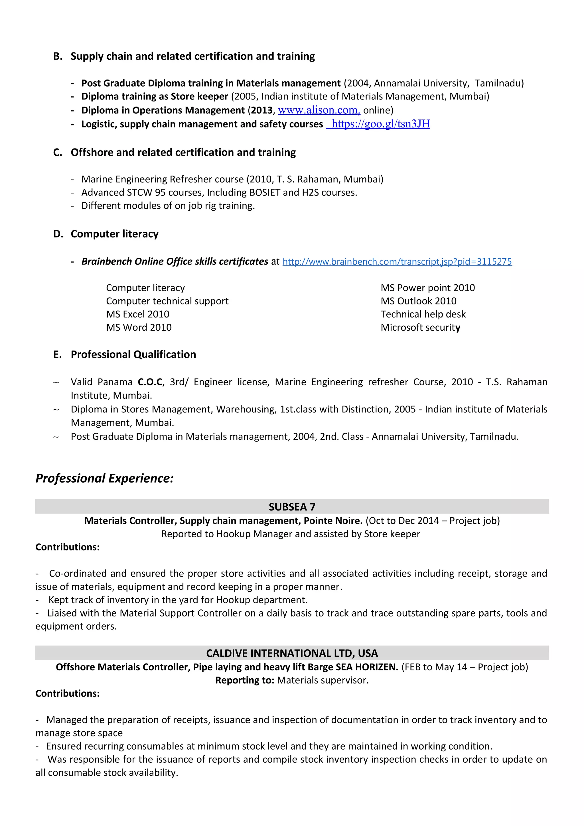 Offshore Safety Officer and Trainer - G.V.Rama Murthy | DOC