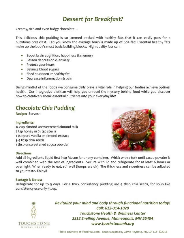 Healthy Fats Recipe and Handout