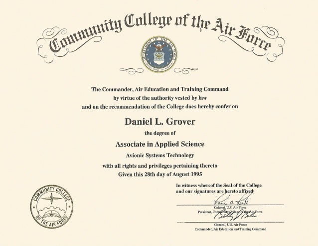 GroverDaniel CCAF Associate Degree land