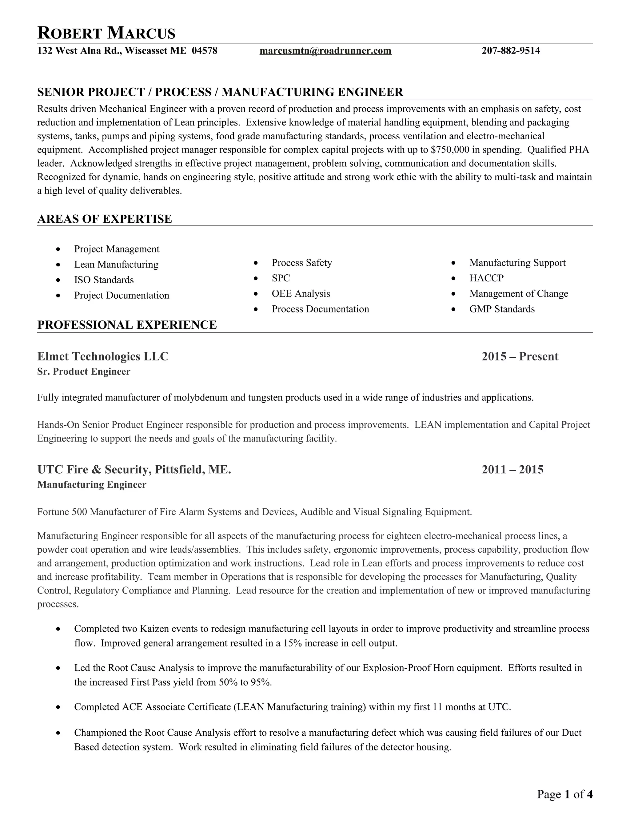 Robert Marcus Resume (4-1-15) | DOC