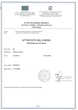 ATTESTATO MODELLAZIONE 3D | PDF