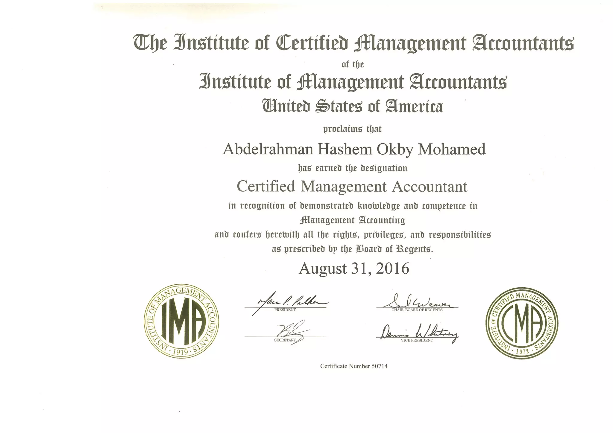 CMA Certificate | PPT