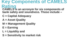 Camels Rating | PPS | Business Banking & Finance | Business