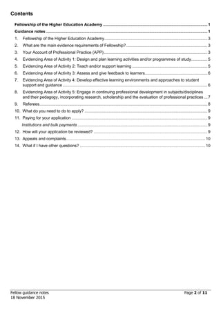 Fellowship of the Higher Education Academy | PDF