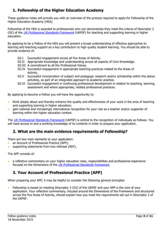 Fellowship of the Higher Education Academy | PDF