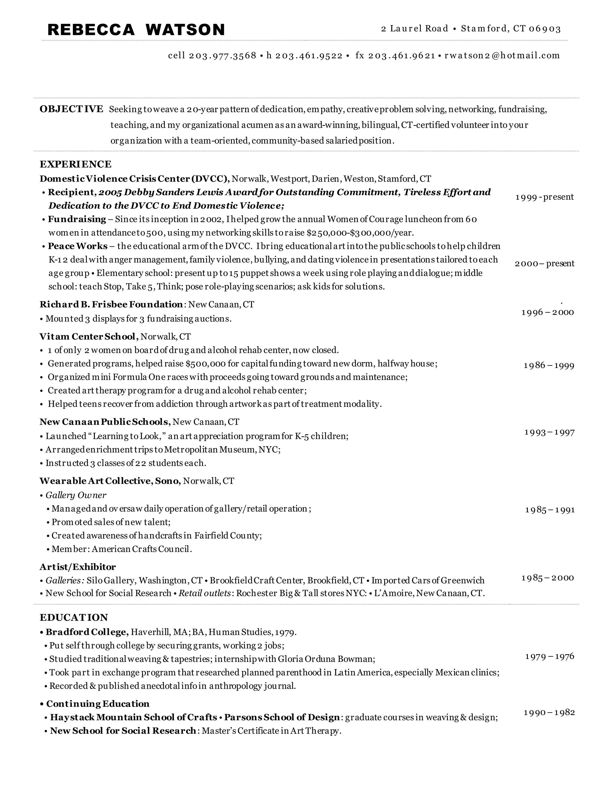 rebecca watson resume | DOCX