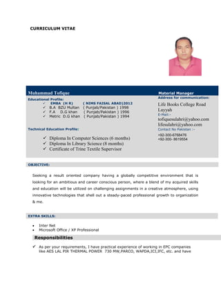 tofique cv up dated-2 | PDF
