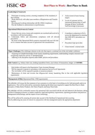 HSBC Job Description | PDF