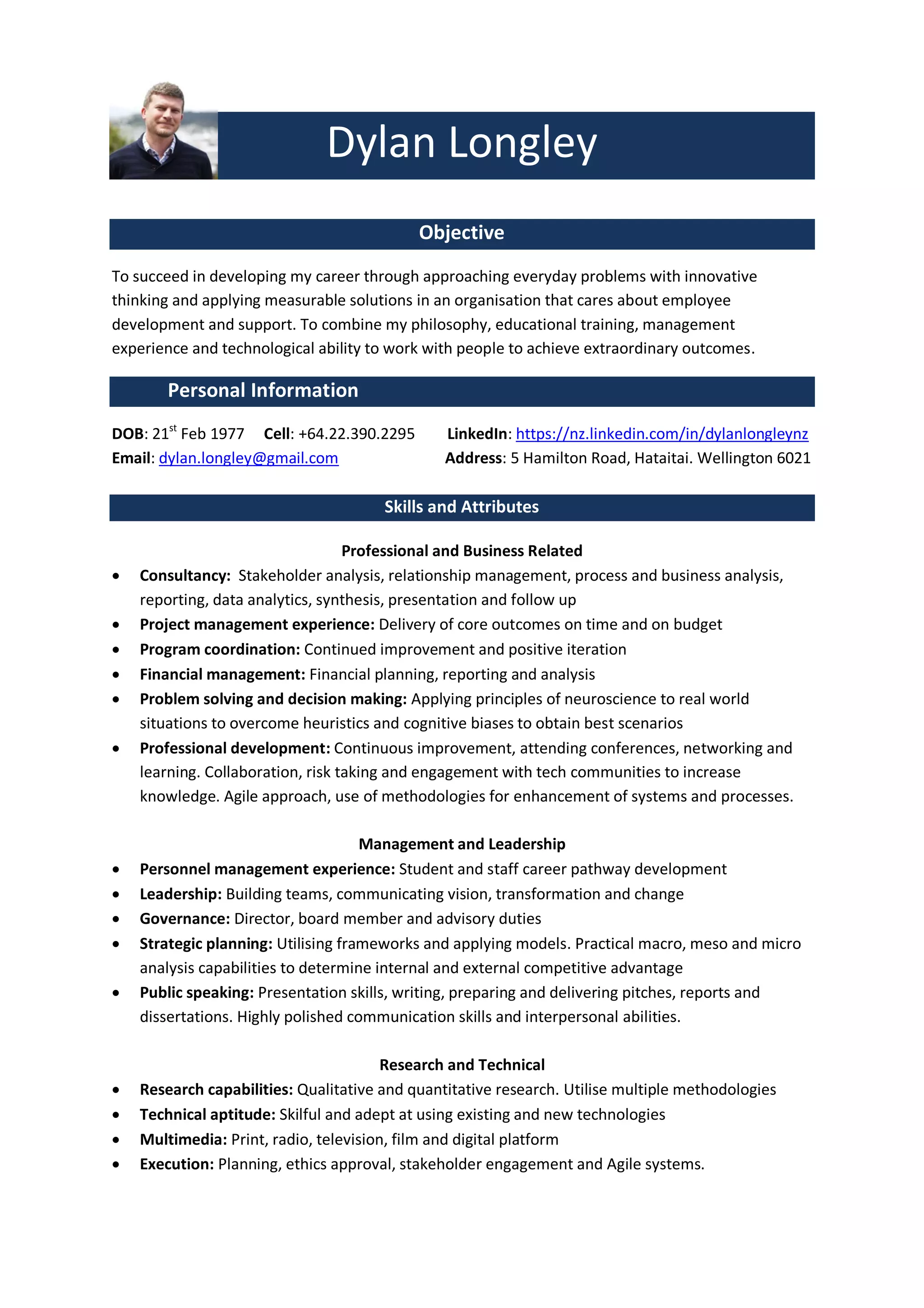 Dylan Longley 2015 CV | PDF