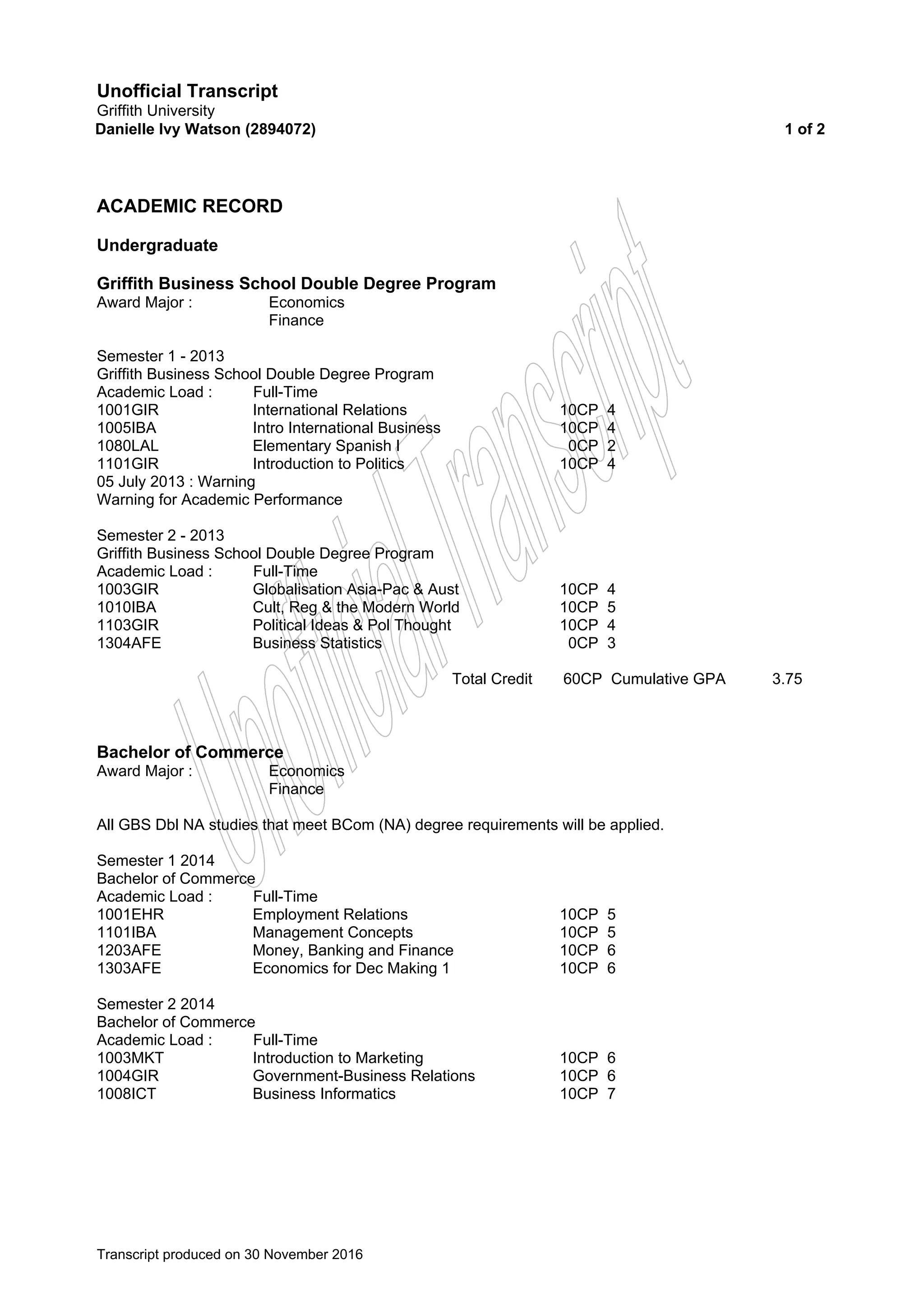 Final_Unofficial_Transcript | PDF