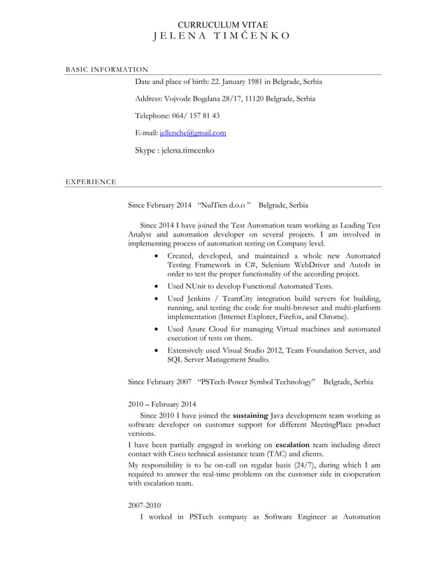 CV_English_Jelena_Timcenko_2014 (1) | PDF