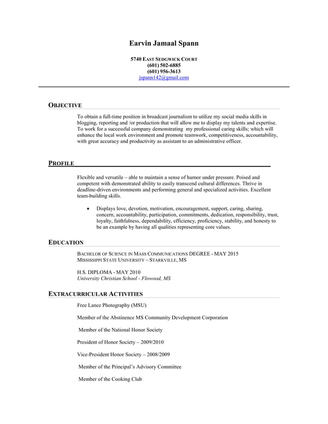 Earvin J. Spann Resume | PDF