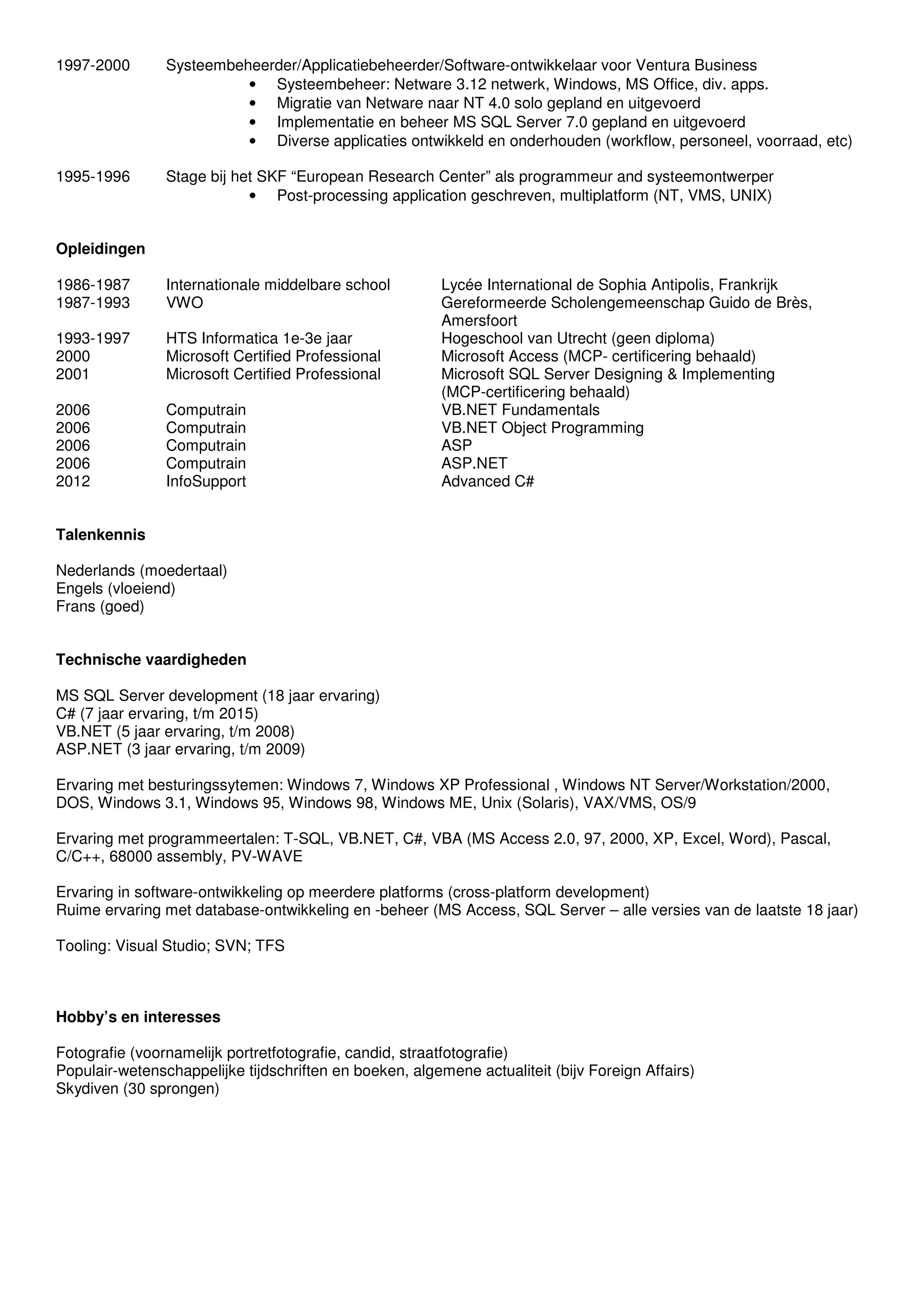 CV Kars Timmer Nederlands | PDF