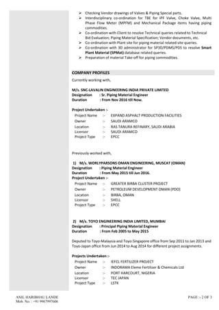 Anil Lande_Piping Material Engineer(12+yrs exp) | PDF