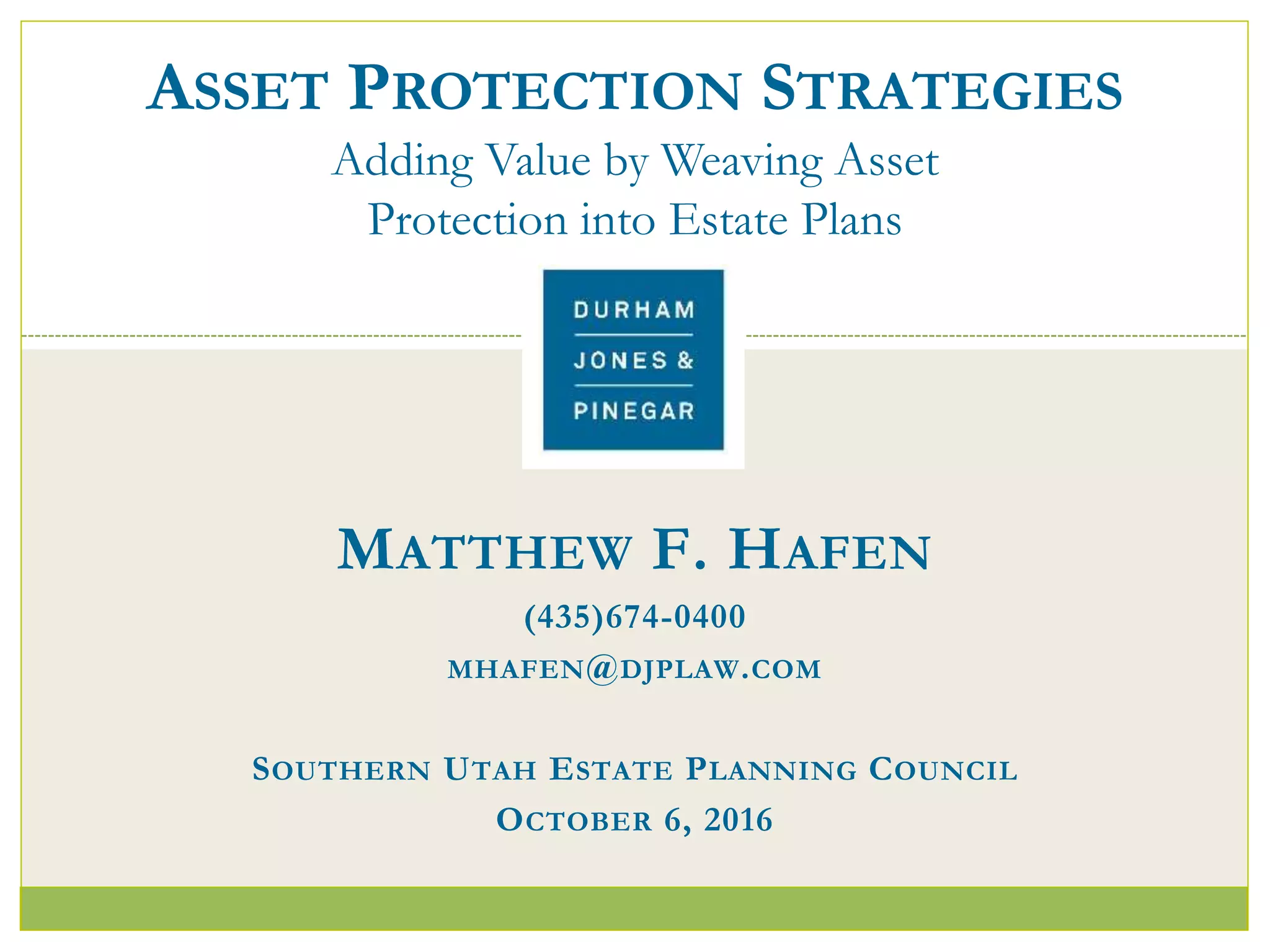 Asset Protection Planning Strategies | PPT