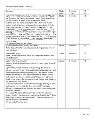 D.G. - Present Simple VS. Present Continuous Lesson Plan | PDF