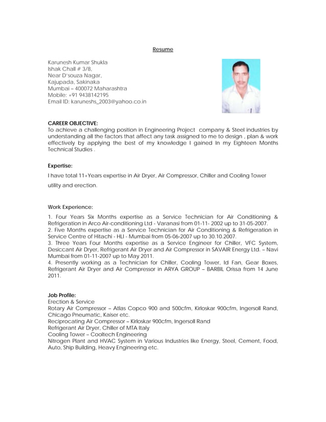 Karunesh Shukla Resume | PDF | Home Appliances | Home & Garden