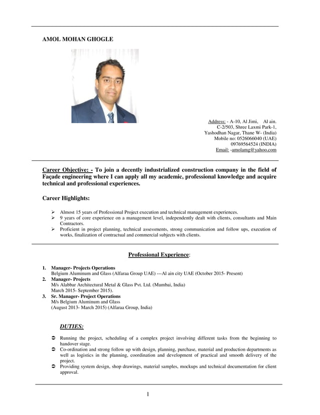 AMOL MOHAN GHOGLE- CV | PDF