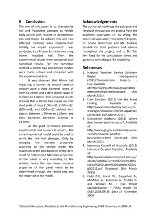 The characterisation of hail and fraudulent impacts to vehicle body ...