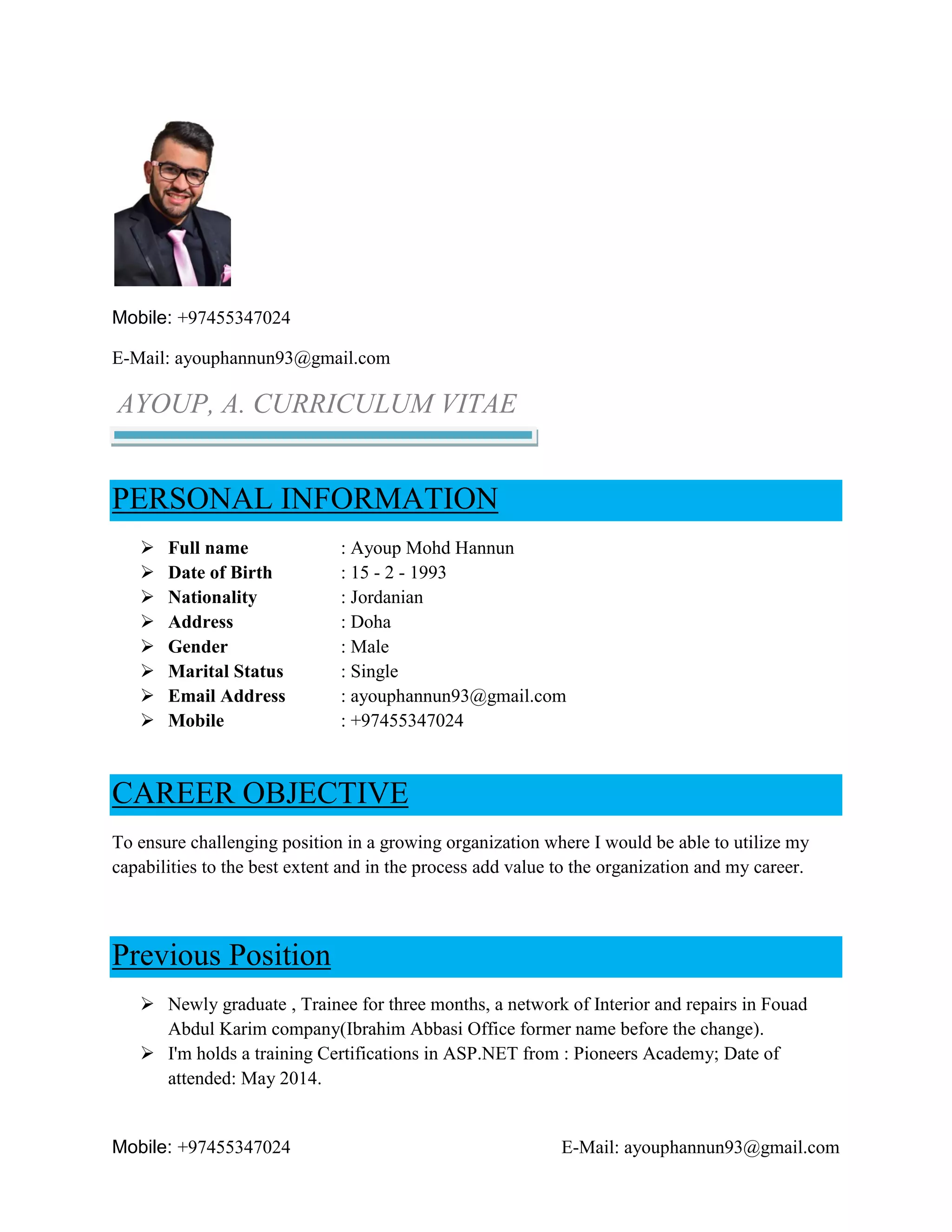 Ayoup CV qatar | PDF