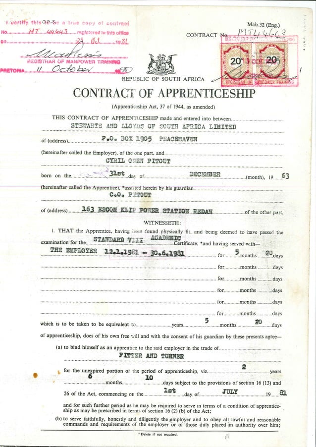 Apprentice contract | PDF