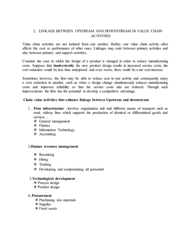 How could the linkage between upstream and downstream value chain ...