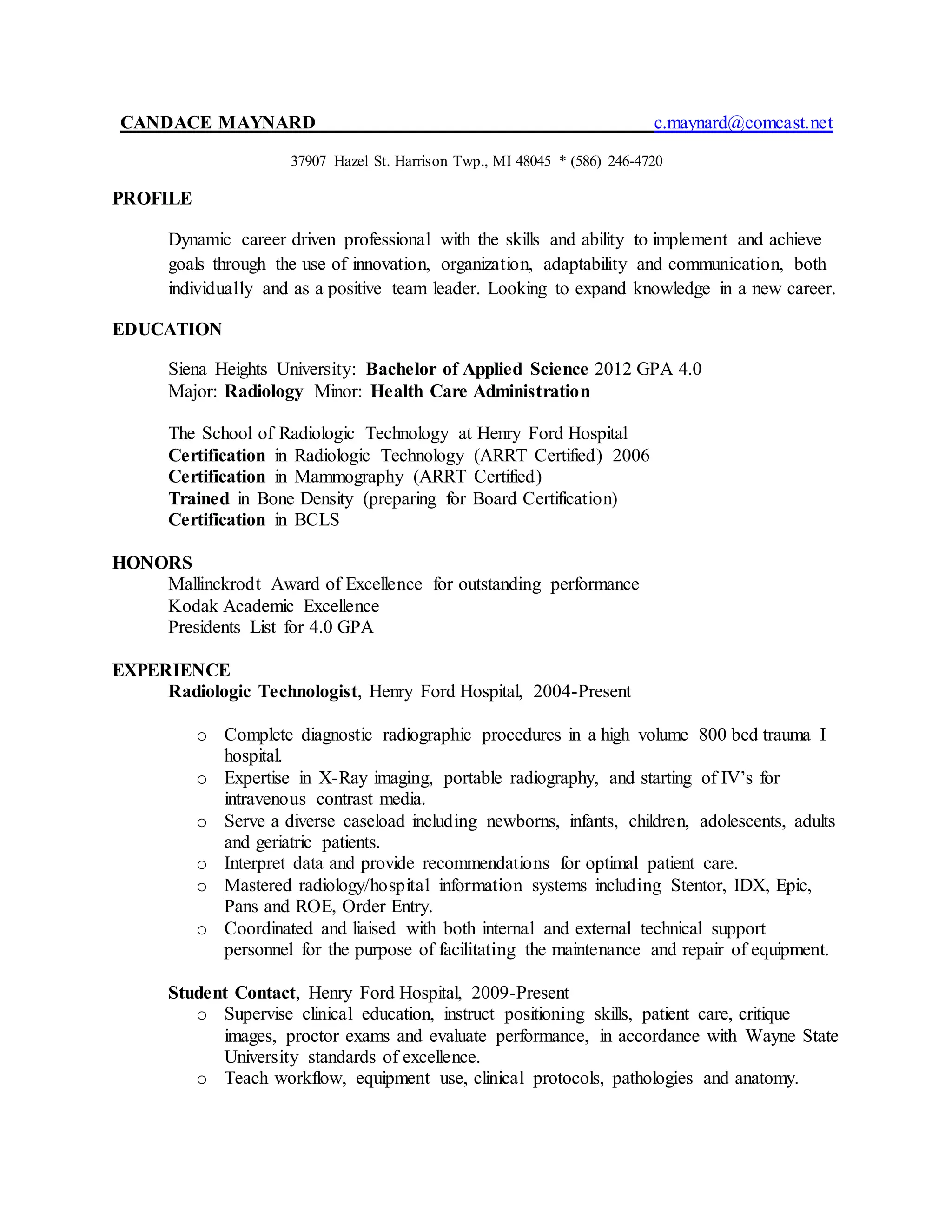 short resume | DOCX