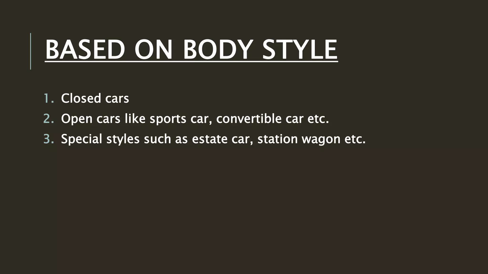 Classification of Automobiles | PPTX