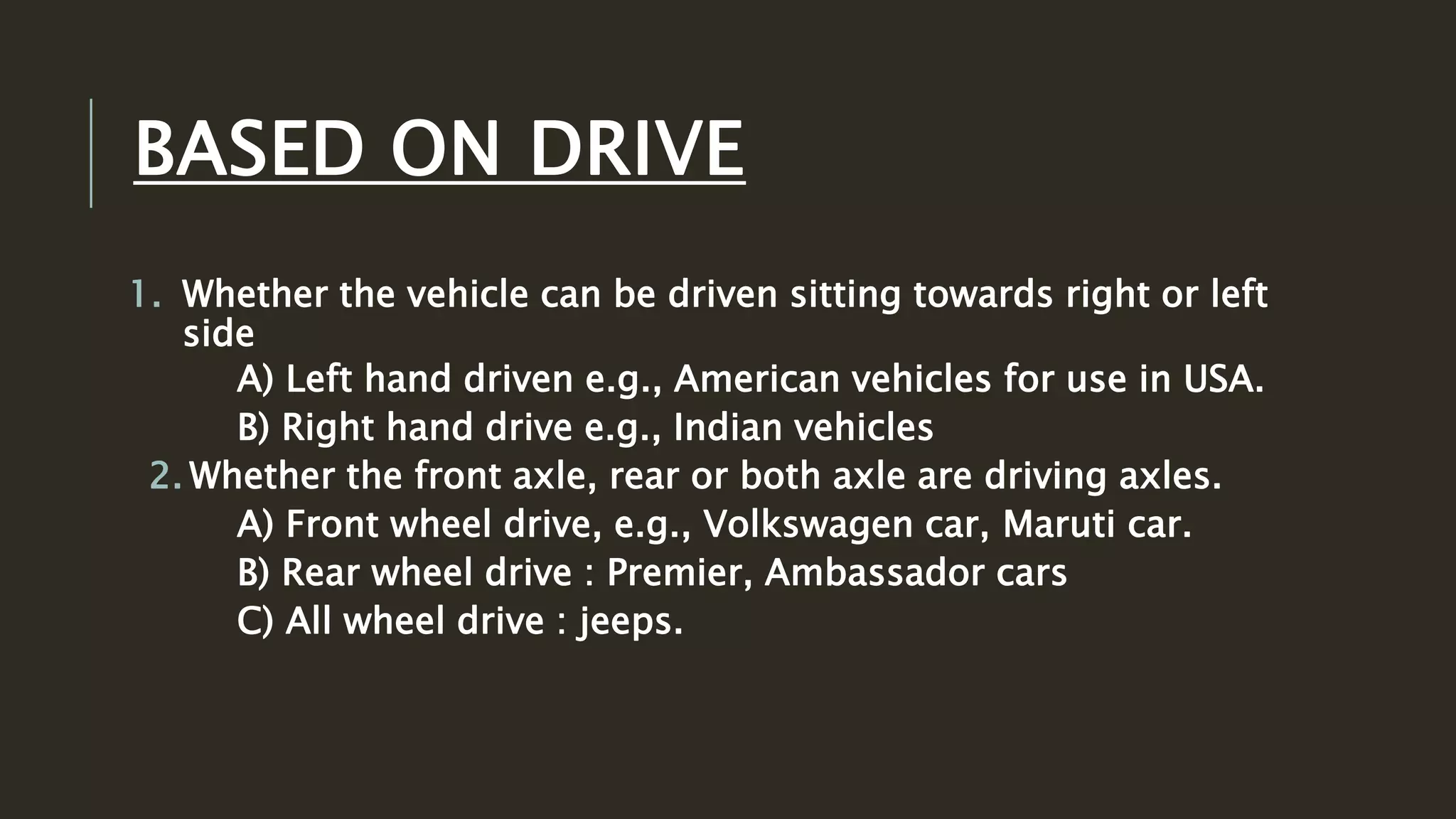 Classification of Automobiles | PPTX