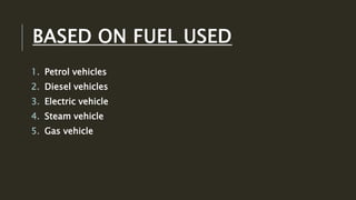 Classification of Automobiles | PPTX