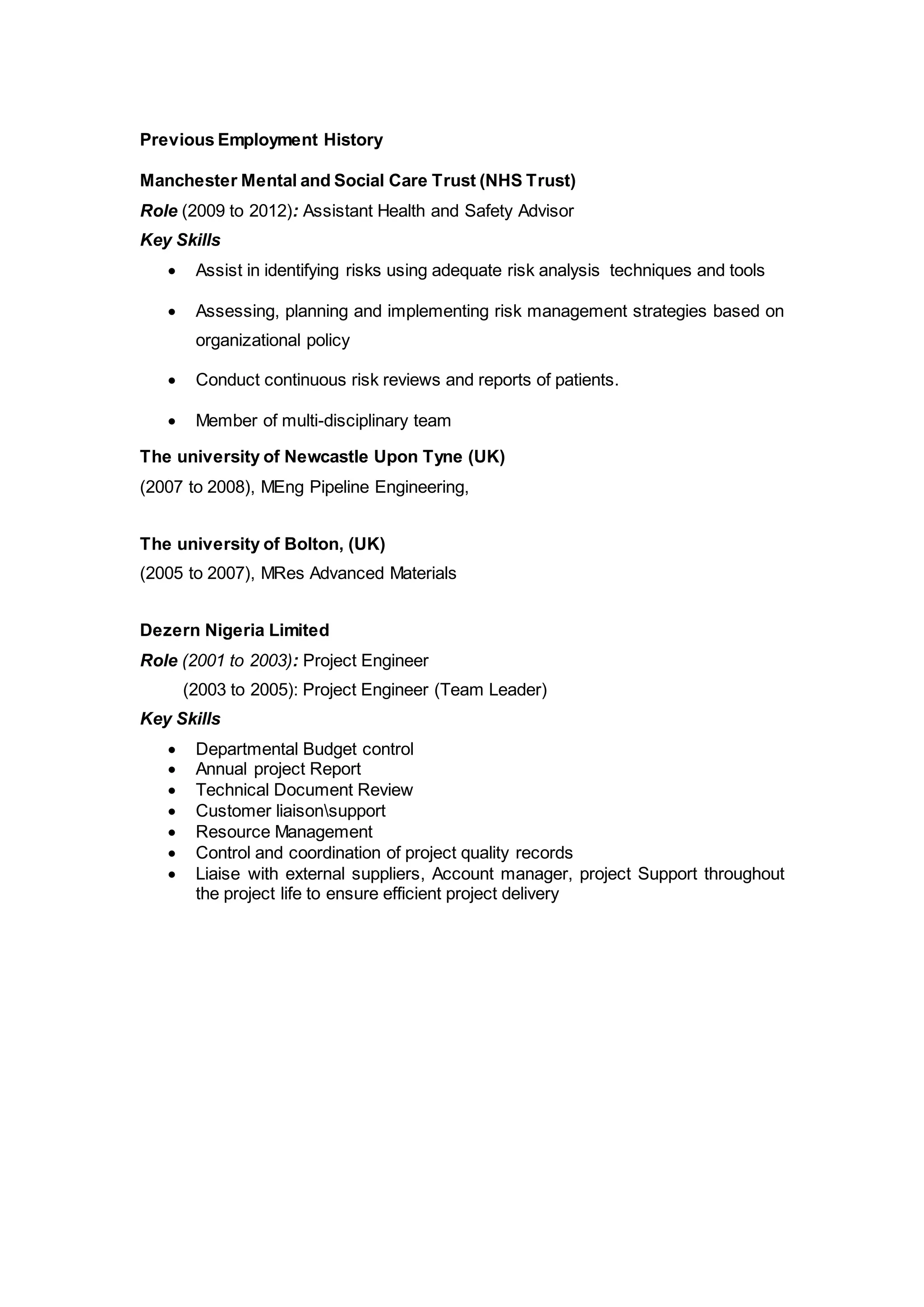 Christopher Okoro Curriculum Vitae | DOCX