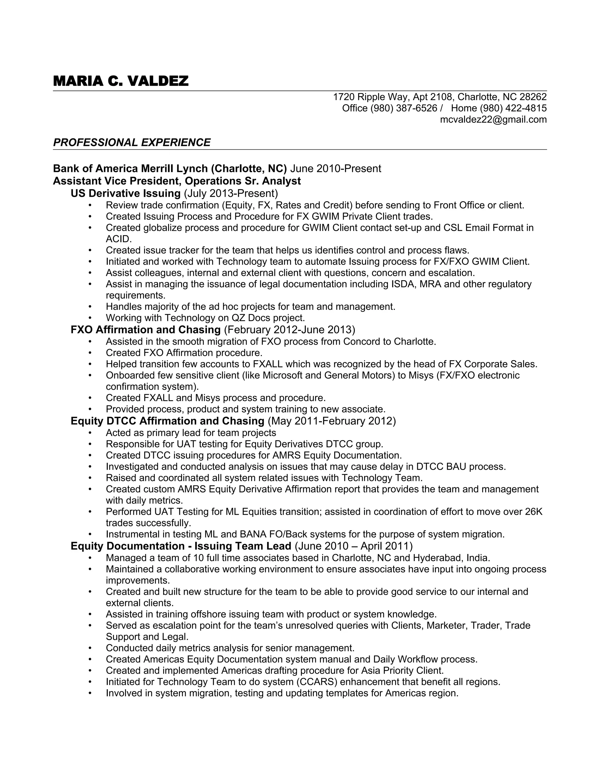Maria Valdez CV February 2015 | PDF