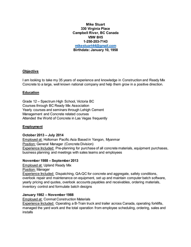 Mike Stuart resume | DOCX
