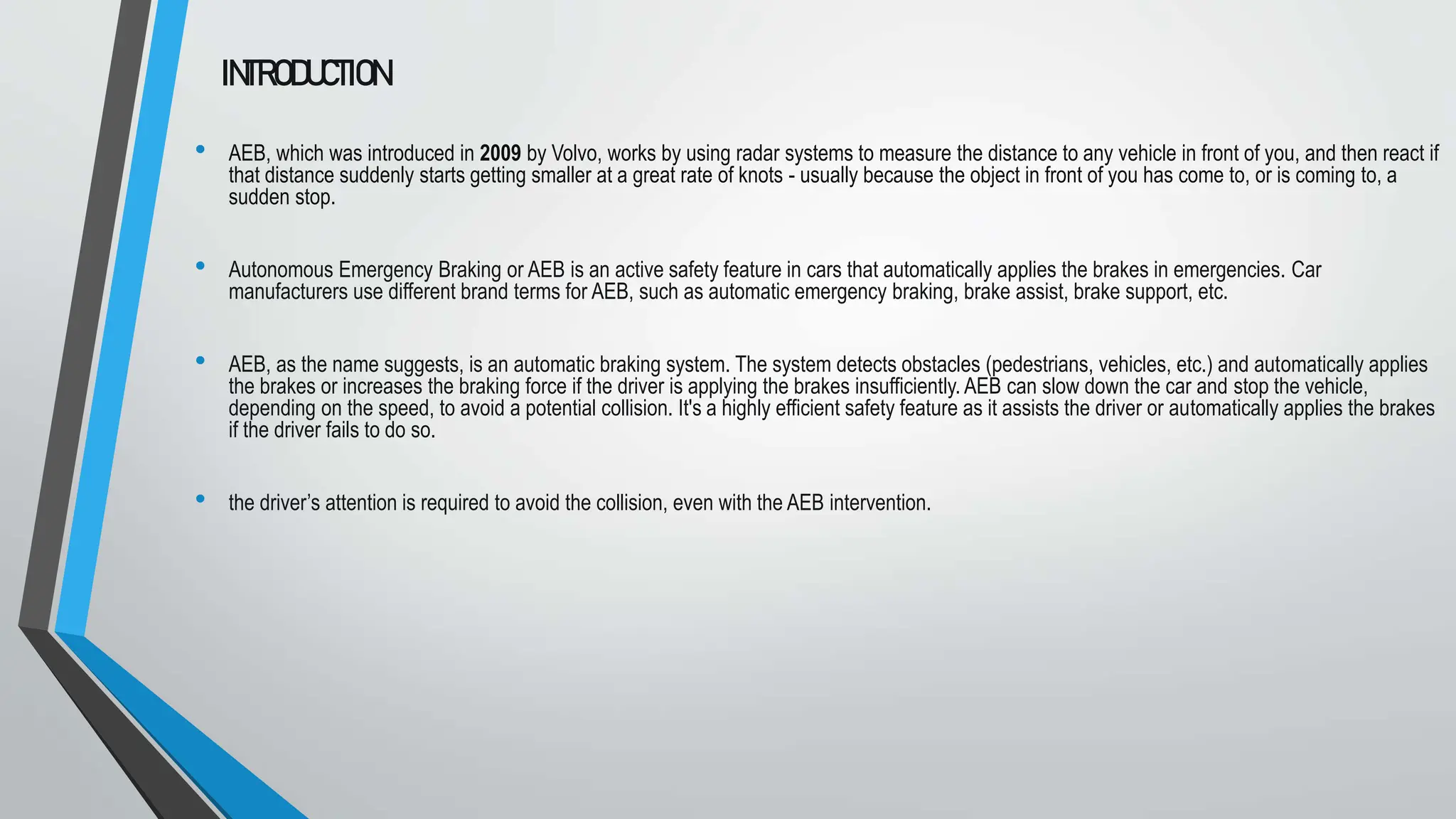 Autonomous emergency braking system (aeb) ppt.ppt