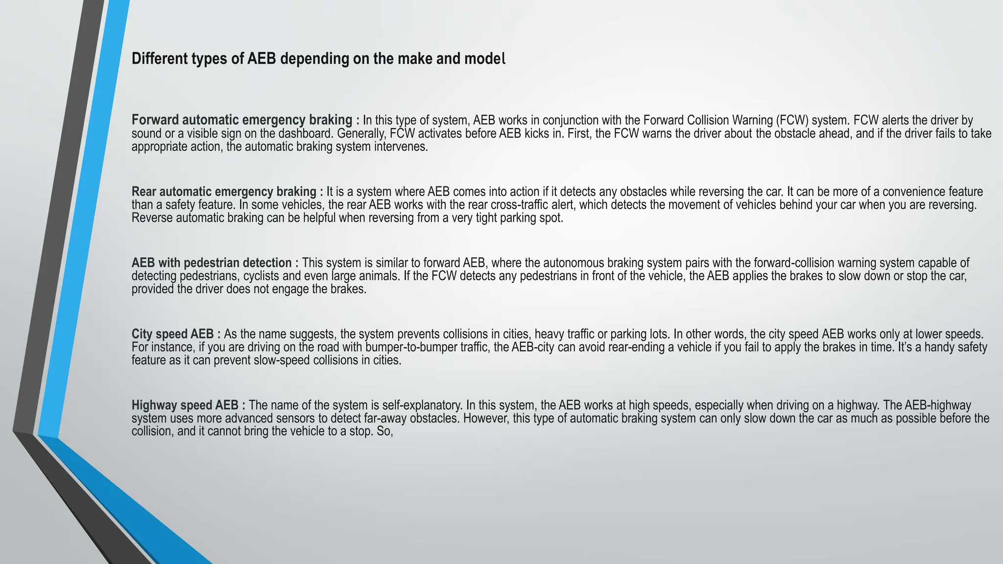 Autonomous emergency braking system (aeb) ppt.ppt