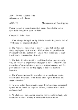 AEC-123-001Course TitleAddendum to SyllabusAEC 472 .docx