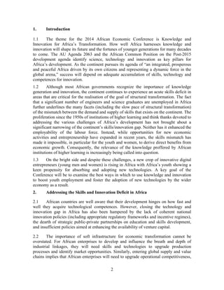Aec2014 concept note knowledge and innovation for africa's ...