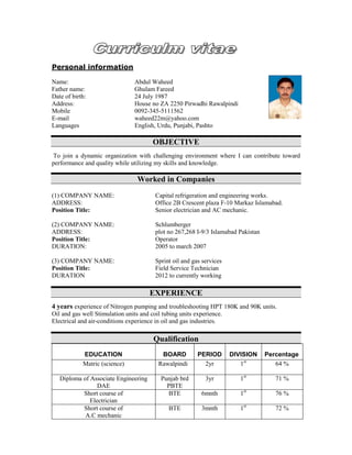 Waheed CV N2 | PDF