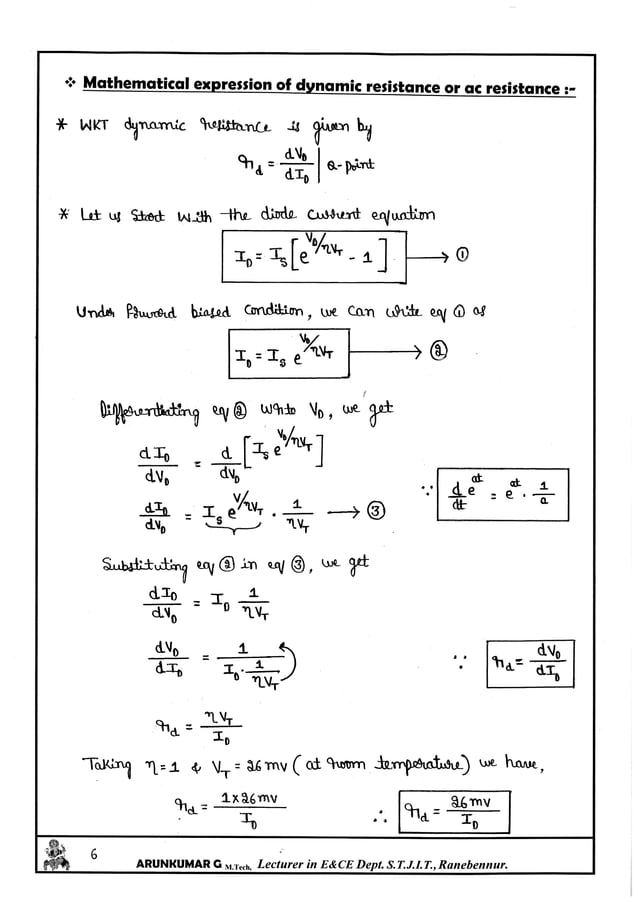 Analog Electronics Circuits Notes Written By Arun Kumar G Associate