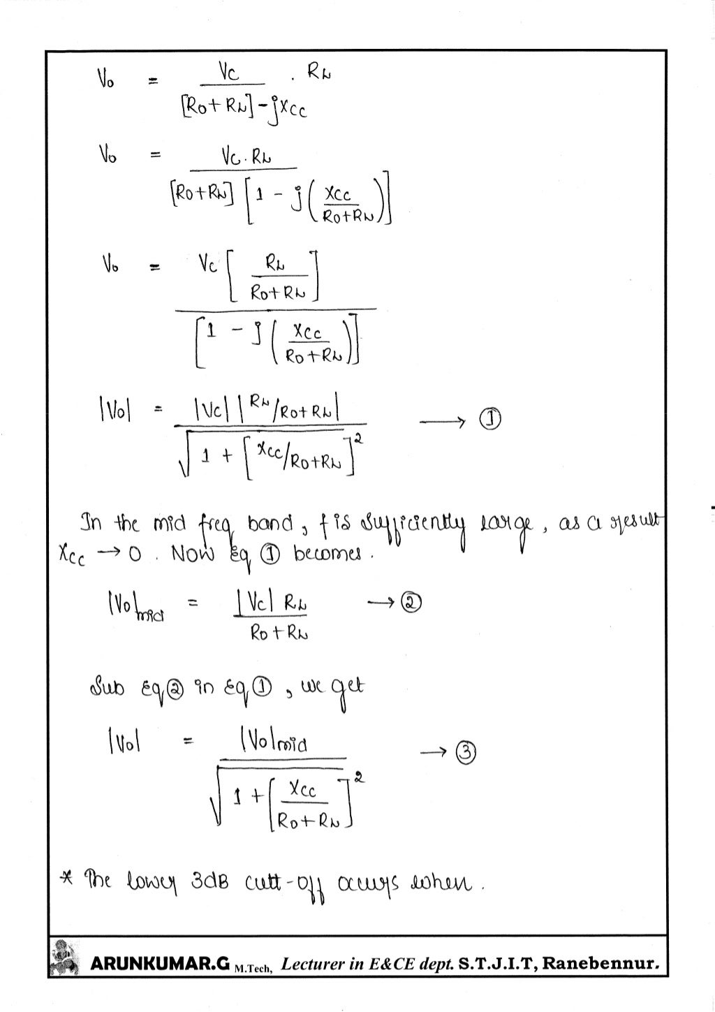 Analog Electronics Circuits Notes Written By Arun Kumar G Associate