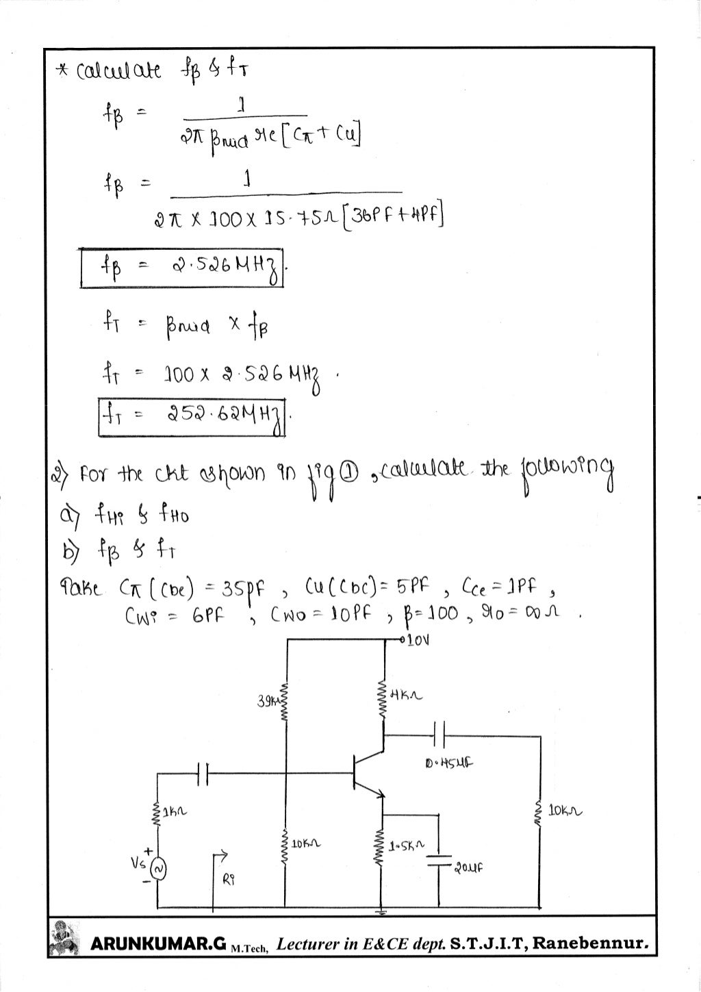 Analog Electronics Circuits Notes Written By Arun Kumar G Associate