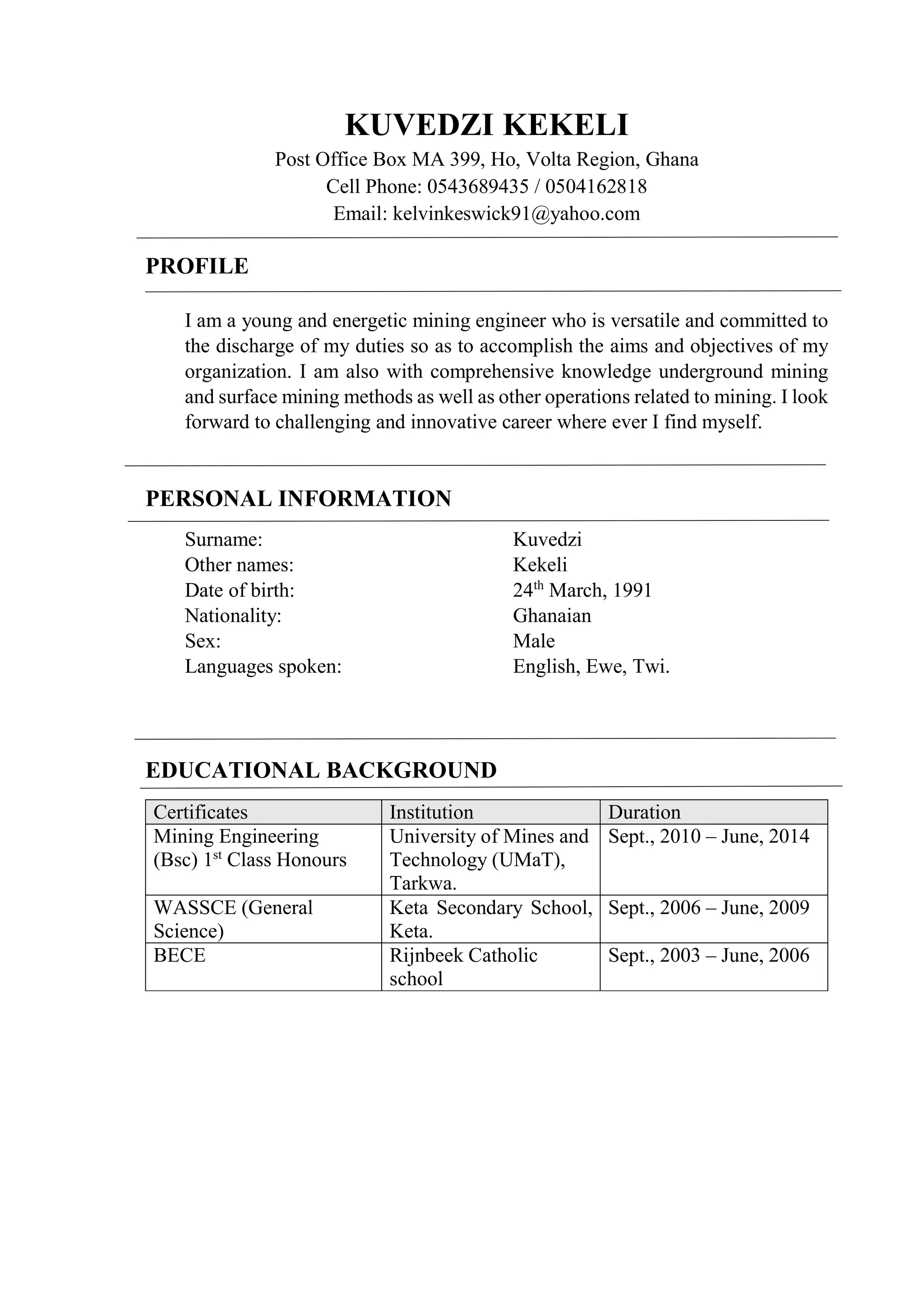 keli's cv edited | PDF